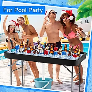 Suzile 4 Feet Folding Ice Table with Drain, Portable Furniture Ice Table Folding Ice Cooler Table for Outdoor Cooling Food Beverage, Picnic, BBQ Party and Camping Wedding (Black)