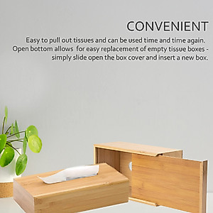 PERFORMORE Bamboo Tissue Box Cover - Water-Resistant Rectangular Wooden Facial Tissue Box with Sliding Bottom - 27x15.5x11.5 cm Wood Kleenex Box Holder - Ideal for Bathroom, Office Desk & Nightstand