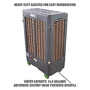 OEMTOOLS 23969 3-Speed Evaporative Cooler, Green and Gray, Cools Up to 1600 Square Feet, 5300 CFM, Portable Cooler Fan