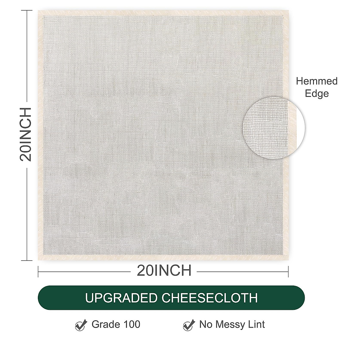 Paoeyrb 6Pcs 20x20Inch Cheese Cloth, 100Percent Organic Unbleached Pure Cotton Muslin Cloth, Reusable Cheesecloth, Premium Cheesecloth for Straining, Cooking, Bread, Butter