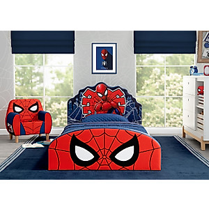 Delta Children Marvel Spider Man Upholstered Twin Bed, Red/Blue