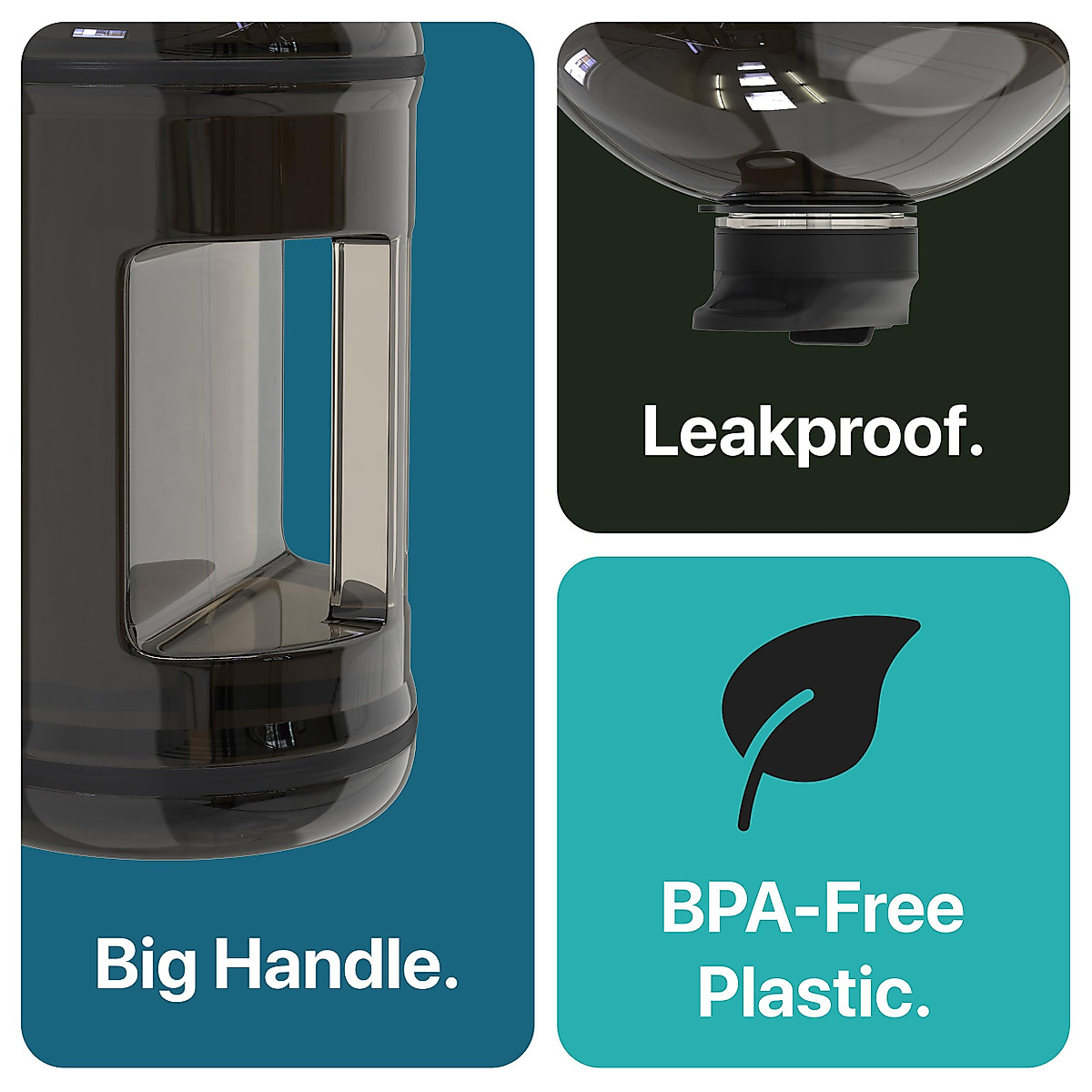 Hydro Gallon® - 1 Gallon Water Bottle Jug with Insulated Sleeve and Straw Lid, Handle, Motivational Time Marker, Pocket, Shoulder Strap. Leakproof BPA free Large Big Bottle. 128oz (White)