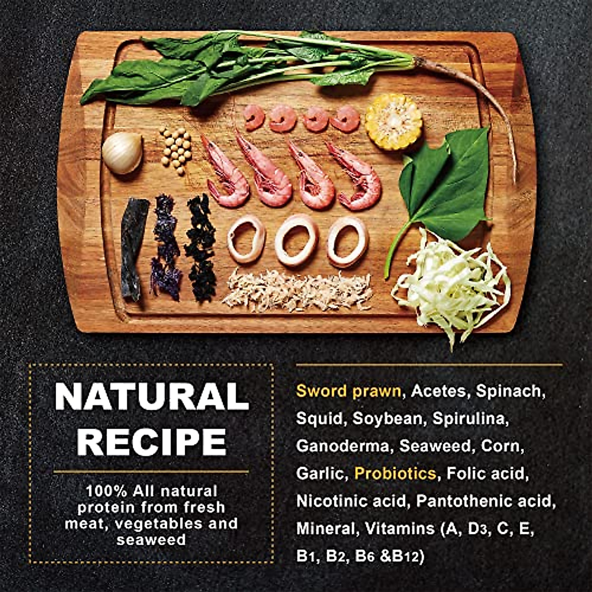 Ultra Fresh Betta Fish Food, Betta Pro Shrimp Patties, 50% Sword Prawns + Akiami Paste Shrimps, All Natural Protein, Rich in Calcium, for Betta's Healthy Development and Cleaner Water, 0.7 oz