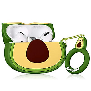 Coralogo for Airpods Pro 2019/Pro 2 Gen 2022 Case, Cute Fruit Cartoon Funny Character Protective Keychain Cover 3D Fun Cool Soft Silicone Skin Air pods Pro Charging Cases for Airpod Pro (Avocado)