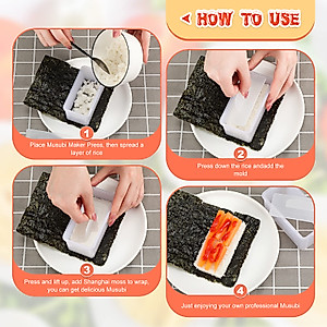2 Pieces Musubi Mold and Slicer Rectangle White Musubi Maker Kit Safe Luncheon Meat Slicer Musubi Press Mold for Kitchen, Restaurant, Home