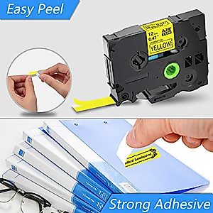 GREENCYCLE 10 Pack Compatible for Brother P Touch TZe-631 AZE 631 TZ631 TZ-631 1/2" 12mm 0.47 inch Laminated Black on Yellow TZ TZe Label Tapes Used in PTH110 PT-D200 PTD600 D400 Label Makers
