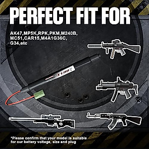 Hilldow 2 Packs Airsoft Battery 11.1V Rechargeable 1100mAh 20C Battery with Mini TMY Connector for Airsoft Guns Rifle