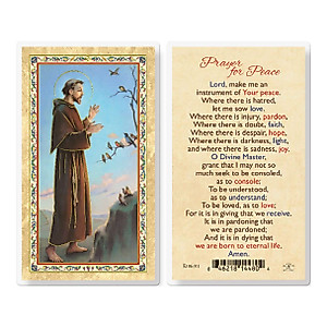 Prayer for Peace, St. Francis Gold Stamped Laminated Holy Cards, 25-Count Value Pack