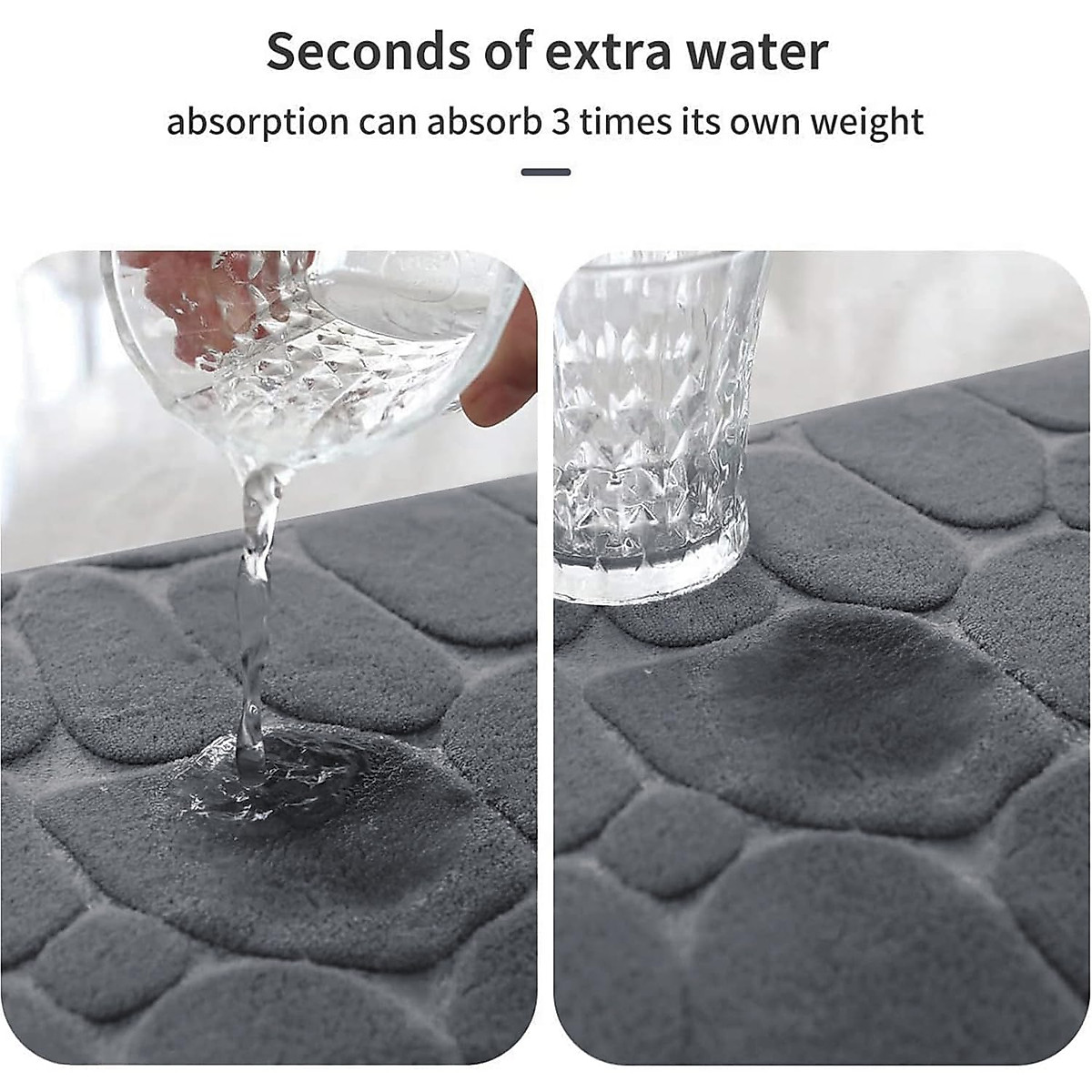 YIHOUSE Memory Foam Bath Mat Cobblestone Bathroom Rugs Super Water Absorbent Machine Washable Bath Rugs(17x24,Dark Gray)