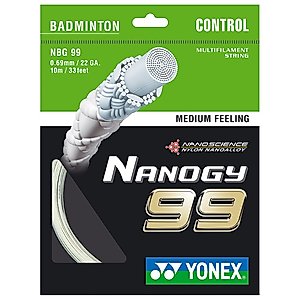 YONEX Badminton String Nanogy99, Medium Feeling, White