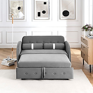 Morhome 3-in-1 Sleeper Sofá Convertible Chair Bed, 55.5", Z-Gray