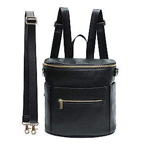 miss fong Small Diaper Bag Mini Diaper Bag, Leather Diaper Bag Backpack with 13 Diaper Bag Organizers,2 Insulated Pockets, and Shoulder Strap(After Dark)