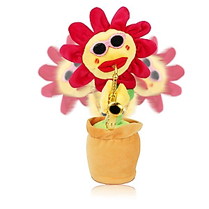 SKSTECH Musical Sing and Dancing Sunflower Soft Plush Funny Creative Saxophone Singing Toy (Pink)(Check Seller Name)