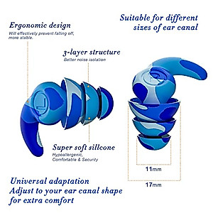 Ear Plugs for Sleeping, Noise Canceling Earplugs, Reusable Silicone Earplugs for Hearing Protection, 3 Pairs Waterproof EarPlugs Suitable for Sleeping Swimming Studying Traveling Concerts Airplanes