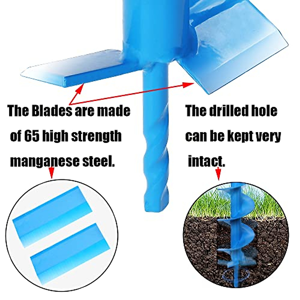 16" x 4" Upgraded Auger Drill Bit with Sharp Thickended Blades and Tungsten Steel Cemented Carbide - Ice Augers for Ice Fishing Intensive Blades for Planting for 3/8" Hex Drive Drill