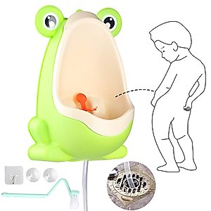 New Cute Frog Potty Training Urinal with Drain Tube for Boys, Tomorotec Kids Urinal Trainer with Funny Aiming Target