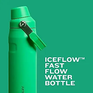 Stanley IceFlow Fast Flow Water Bottle 24 oz | Angled Spout Lid | Lightweight and Leakproof for Travel and Sports | Insulated Stainless Steel | BPA-Free | Ash