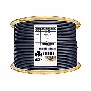 Elite Cat6 Outdoor Cable - UV Resistant, CMX, 600MHz, 23AWG, Unshielded UTP, Solid, Pure Copper, UL Listed (1000ft.)