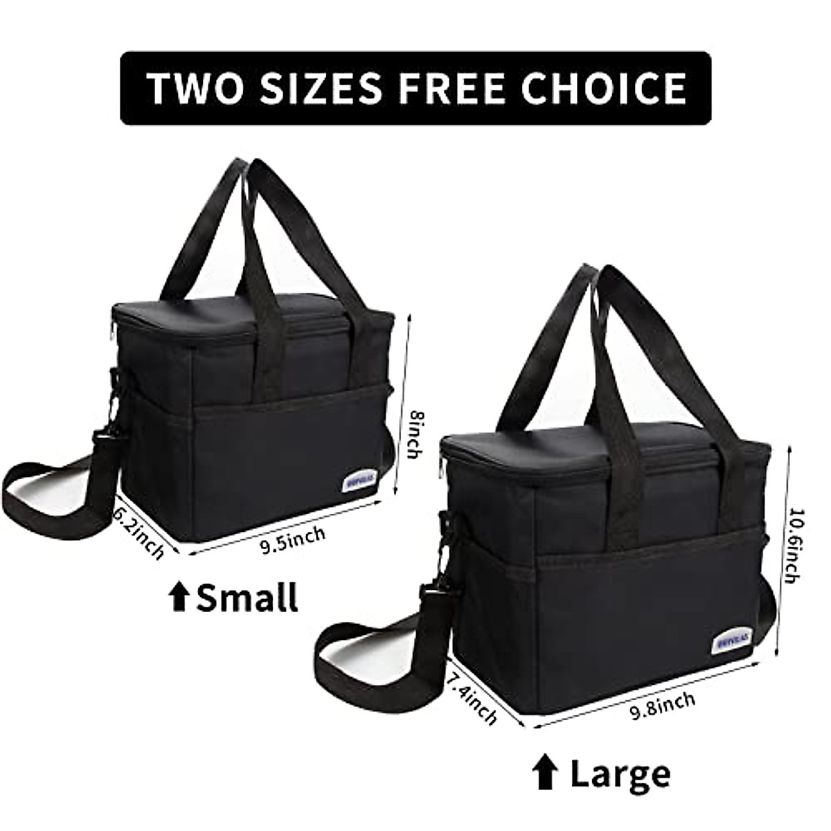 ZGWJ Leakproof Reusable Insulated Cooler Lunch Bag for Men and Women - Office Work Picnic Hiking Beach Lunch Box Organizer