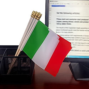 TSMD Italy Stick Flag Italian Small Mini Hand Held Flags,5x8 Inch,12 Pack
