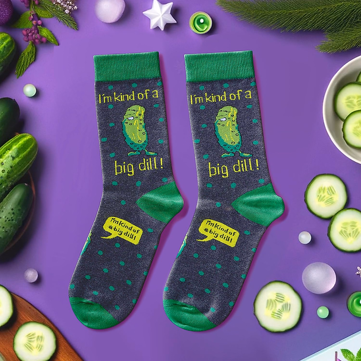 HAPPYPOP Funny Pickle Socks Mens Pickle Gifts, Pun Punny Socks, Food Socks 2 Pack