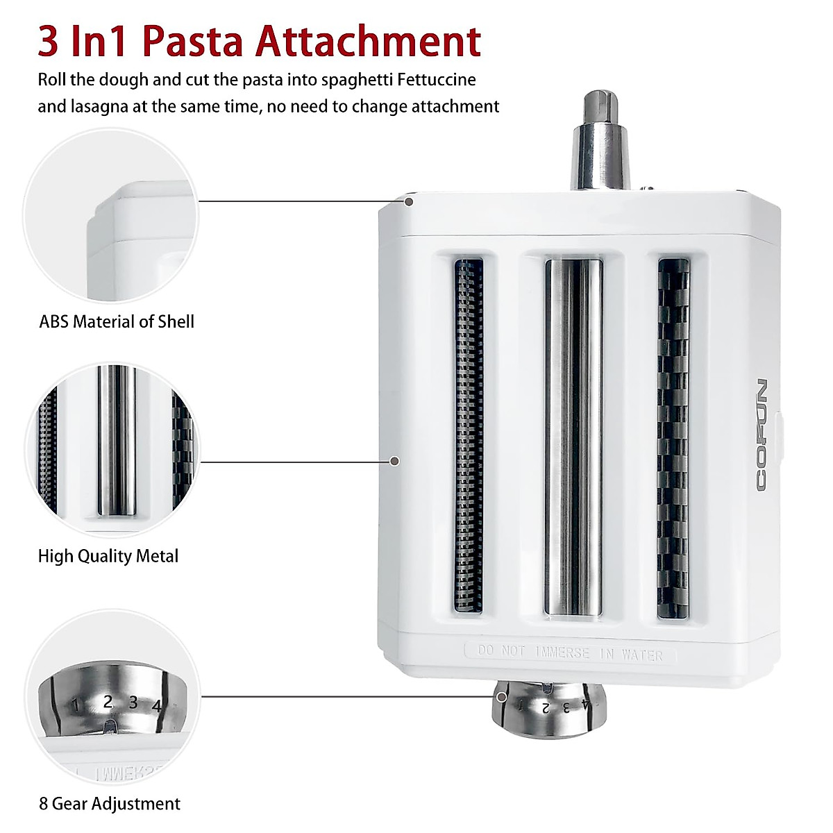 Pasta Maker Attachment for Kitchenaid Stand Mixer, Cofun 3 in 1 Pasta Machine Asseccories, Included Pasta Roller, Spaghetti Cutter, Fettuccine Cutter, Multifunctional Pasta Attachment for Kitchenaid