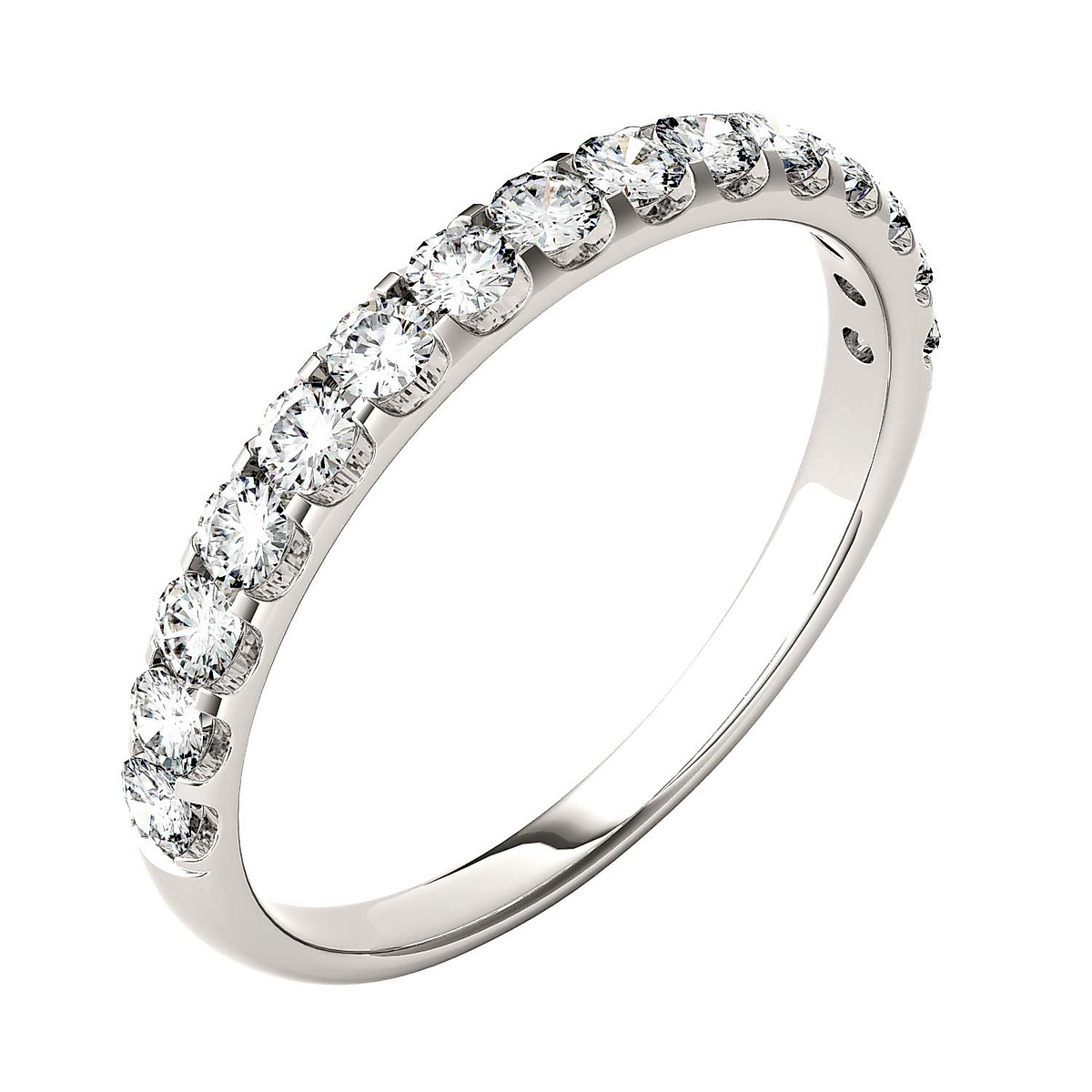 14K White Gold Moissanite by Charles & Colvard 2mm Round Wedding Band-size 6 0.45cttw DEW by Charles & Colvard