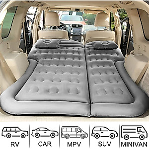 SAYGOGO SUV Air Mattress Camping Bed Cushion Pillow - Inflatable Thickened Car Air Bed with Air Pump Portable Sleeping Pad Mattress for Home Car Travel Camping Upgraded Version - Grey