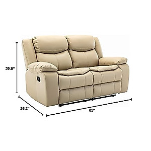Familymill Breathable Leather Manual Reclining Loveseat for Living Room