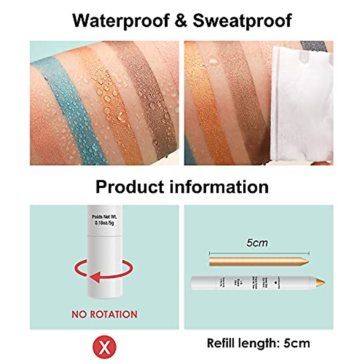 Erinde White Eyeshadow Stick, Eye Brightener Stick Eye Shadow Crayon Makeup Pen, Waterproof, Shimmer Creamy Long Lasting Eye Makeup, Save Time (#L01)