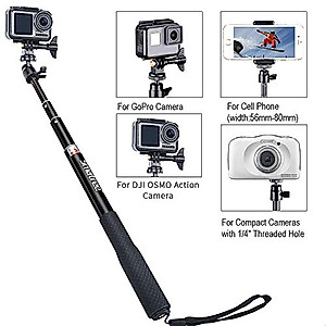 Smatree Telescoping Selfie Stick with Tripod Stand Compatible for GoPro Hero 11/10/9/8/7/6/5/4/3+/3/Session/GOPRO Hero (2018),Insta360,DJI OSMO Action,Ricoh Theta S/V,Compact Cameras and Cell Phones