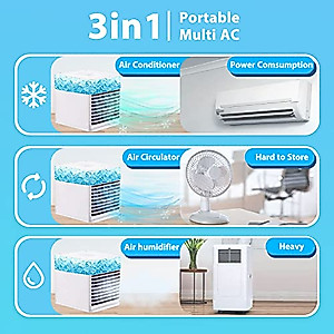 coosolvo Portable Air Conditioner, Personal Air Cooler with Quiet 3 Wind Speeds, Cooling Fan with Large Water Tank, Mini AC Unit with 7 Color Light, USB Small Air Conditioner for Home