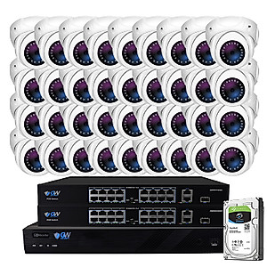 GW Security 32 Channel 4K NVR 5MP H.265 IP Surveillance Security Camera System with 32-Piece Super HD 1920P Weatherproof PoE Security Dome Cameras, AI Human & Vehicle Detection