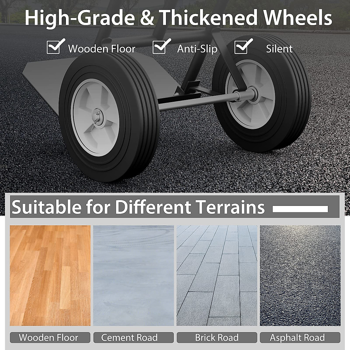 Nightcore Hand Truck 660 LBS Capacity, Heavy-Duty Dolly Cart w/P-Handle, All-Terrain Double Bearing Wheels, Foldable & Space-Saving Hand Cart for Home, Warehouse, Garage, Backyard (Black)