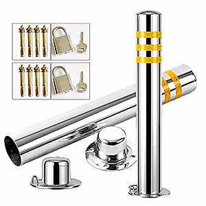 2pcs Stainless Steel Garage Space Barrier,Private Car Parking Space Lock,Easy Installation Lockable Parking Barrier(800×76mm/31.5×3in)