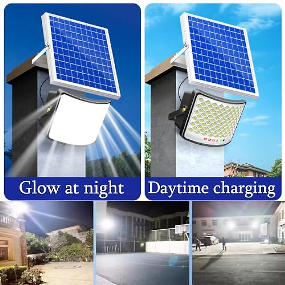 ZXXHNNAIH Solar Street Light IP67 Waterproof Solar Parking Lot Lights, with 16.4ft Cables Street Solar Light,Dusk to Dawn Easy-to-Install for Basketball Court