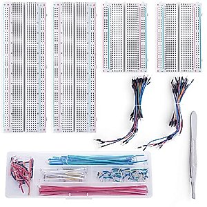 Breadboard Jumper Wires Kit 2Pcs 830 Breadboards 2PCS 400 Breadboards +130pcs Flexible Breadboard Jumper Wires +280pcs Jumper Wires+1pcs Tweezer for Arduino Raspberry Pi
