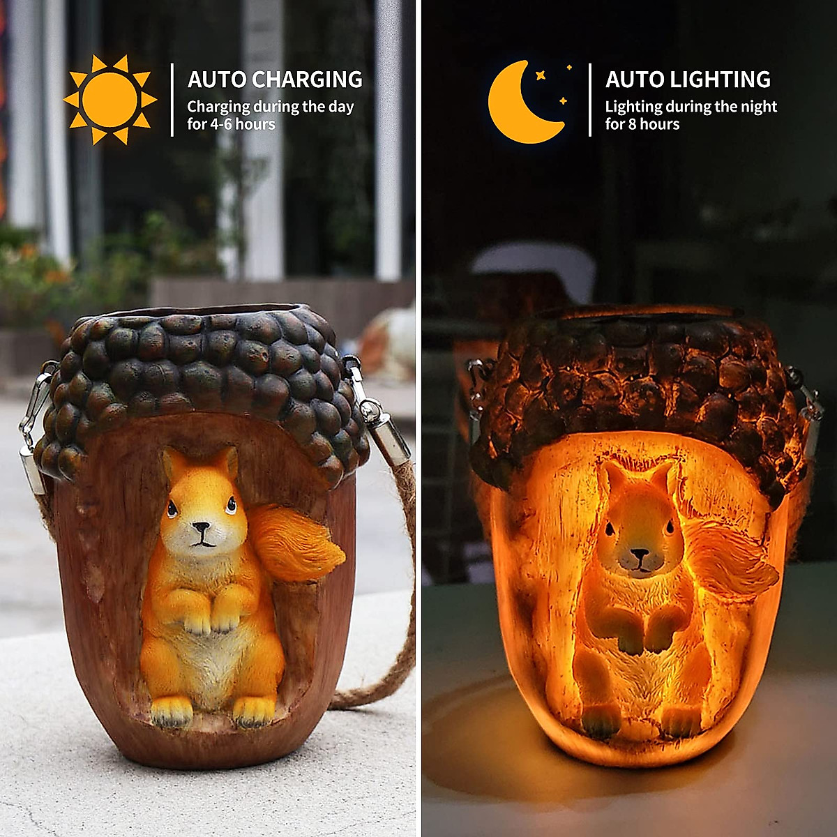 Solar Light Hanging Outdoor Garden Decor Lantern - Waterproof Auto on/Off Decorative LED Light for Garden Patio Yard Porch Outside Decoration nut-Yellow