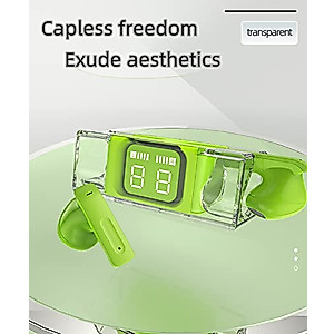 Xmenha Wireless Earbuds Bluetooth in Ear Headphones for iPhone Android Transparent Blue Tooth 5.3 Ear Buds True Wireless Earphones Audifonos Bluetooth Inalambricos TWS Cordless Earbud Green