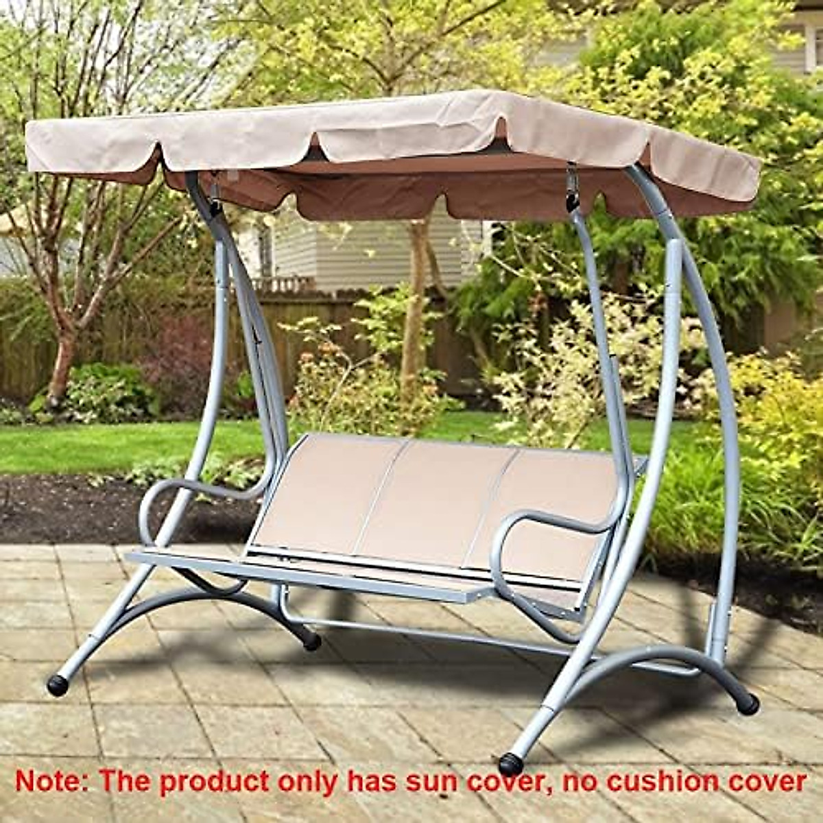 Ymiko Outdoor Swing Canopy, 3 Seat Chair Top Cover Swing Canopy Waterproof Cover for Patio Swing Garden Swing Outdoor (Beige)