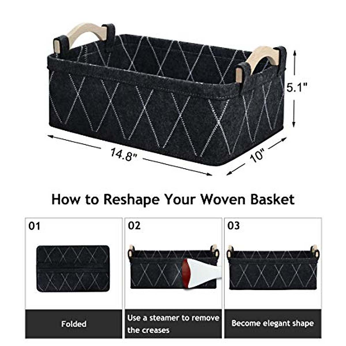 Storage Baskets Bin Narrow Long Basket for Closet Decorative Cube Nursery Container for Toys Towels Tissues Toiletry Caddy Car Organizer