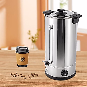 Hot Water Dispenser, 25L/6.6 gal Commercial Stainless Steel Electric Hot Water Boiler With Double-layer Barrel Wall, Portable Thermostable Tea Urn Coffee Boiler With Practical Faucet For Hot Drinks