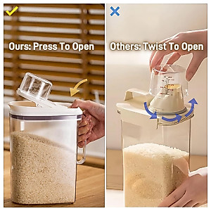 BeiZanWan Cereal Containers Storage Airtight,3.5L Rice Storage Container with Measuring Cup,Cereal Dispenser with Spout/Handle,Dry Food Storage Container(Food Grade)