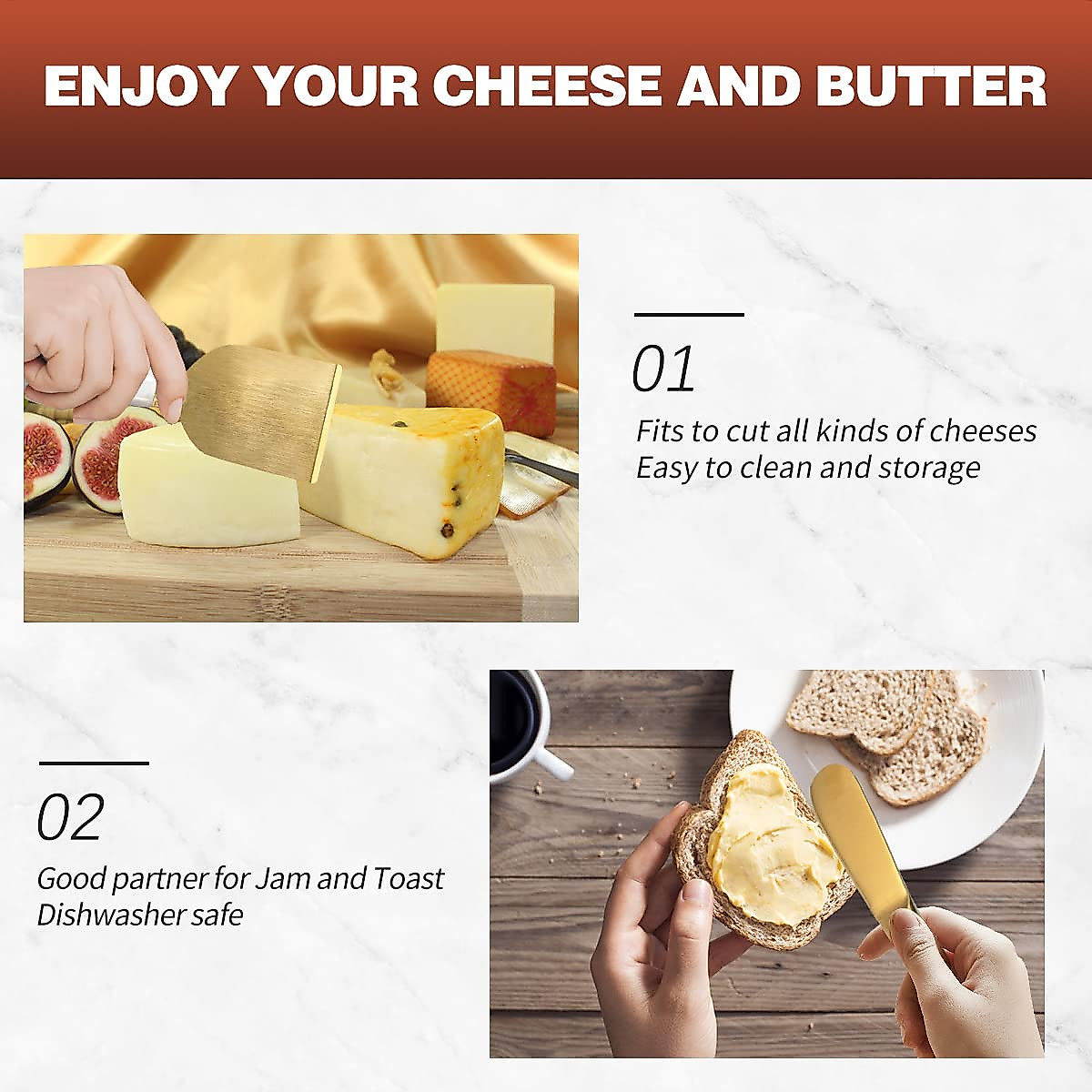 WARMAPE 20 PCs Gold Cheese Spreader Knives Set, Butter Knife Spreaders for Cheese Board Accessories, Mini Cheese Knife Slicer with Serving Tongs Spoons and Fruit Forks Charcuterie Utensils - Gold