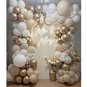 Nude White Gold Balloons, 60PCS Metallic Champagne Gold Cream White Clear Balloons White Sand Blush Beige Transparent Party Balloons for Birthday Boho Wedding Anniversary Engagement Hen Decorations