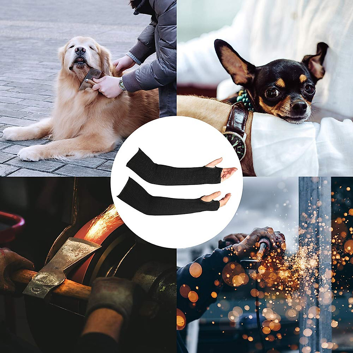 Kevlar Sleeves Heat Resistant 19 Inch Long Arm Guards With Thumb Hole,Breathable Anti-Cut Safety Welder Sleeves Fire Resistance For Men Women On Mechanic,Welding,Repairs,Polish Work (Black,1 Pair)