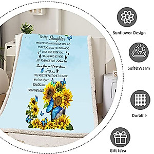 Daughter Gift from Mom Dad Sunflower Blanket to My Daughter Throw Blanket Soft Sherpa Fleece Bed Throw Blanket 50x60 inches