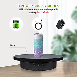 ZLMONDEE Remote Motorized Rotating Display Stand Turntable Motorized Lazy Susan with 5.74/7.08/8.66 inch Replacement Cover for Photography Products and Shows (Black)