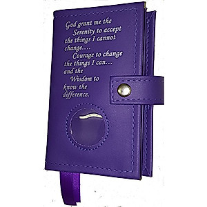 Pocket Size Double Alcoholics Anonymous AA Big Book & 12 Steps & 12 Traditions Book Cover Medallion Holder Purple Orchid
