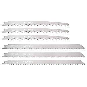 A-KARCK Food Reciprocating Saw Blades for Frozen Meat 6 Pack, Unpainted Stainless Steel Saw Blades for Food Cutting Included 9" and 12"